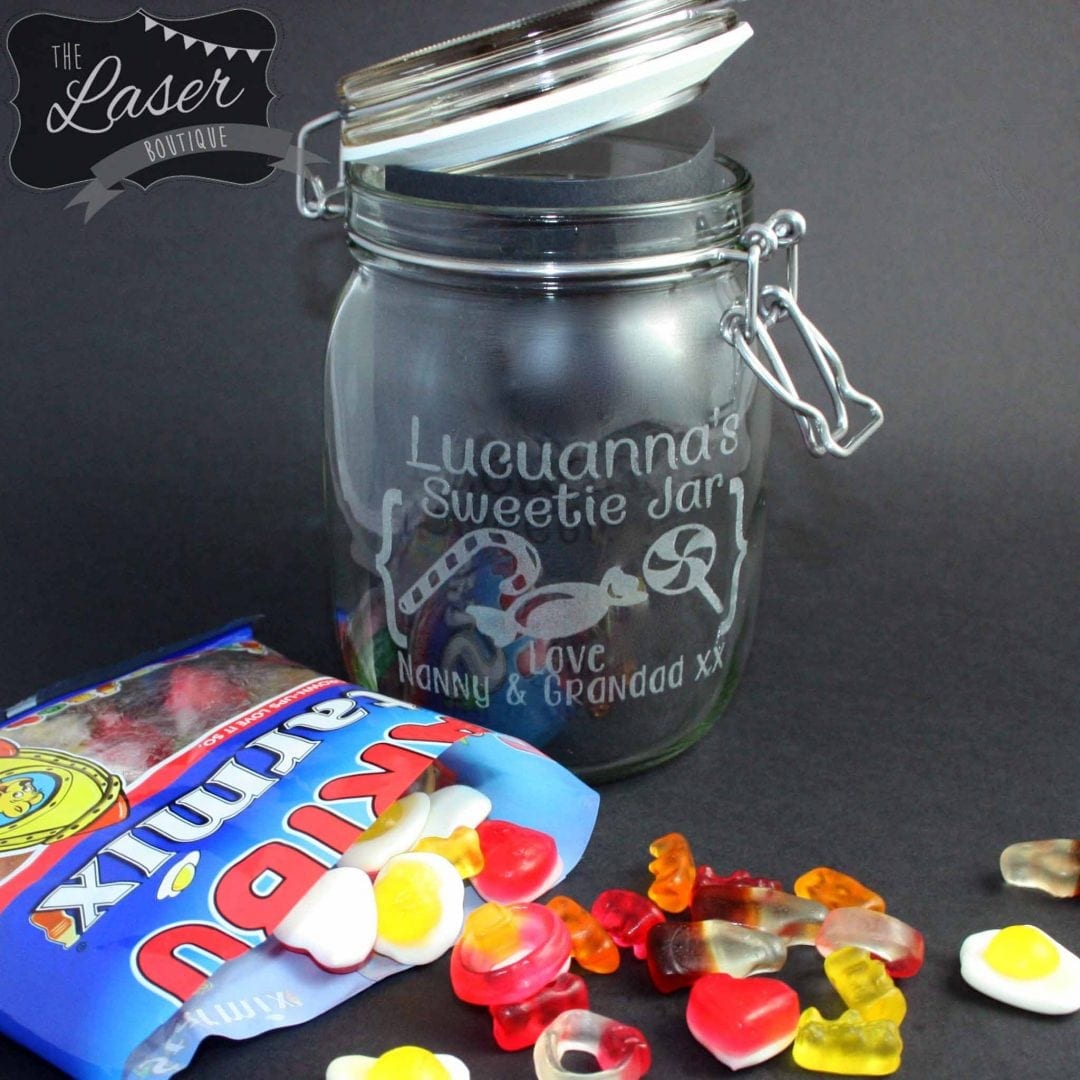 Personalised Glass Sweetie Jar | The Laser Boutique