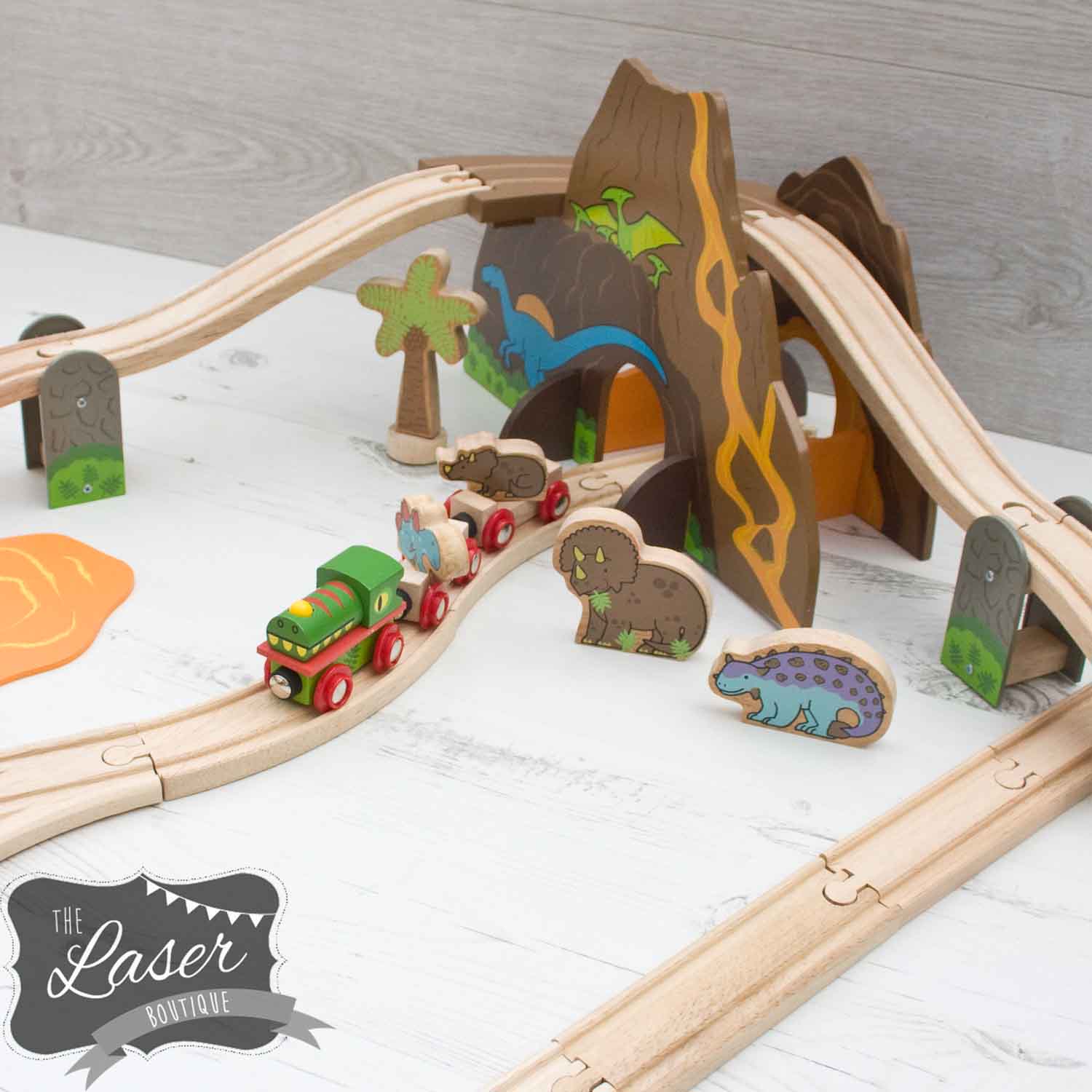 Dinosaur Wooden Train Set - The Laser Boutique