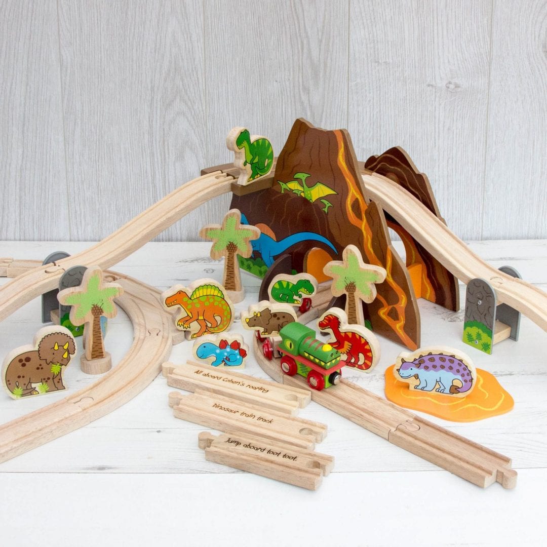 Personalised Dinosaur Wooden Train Set Toy | The Laser Boutique