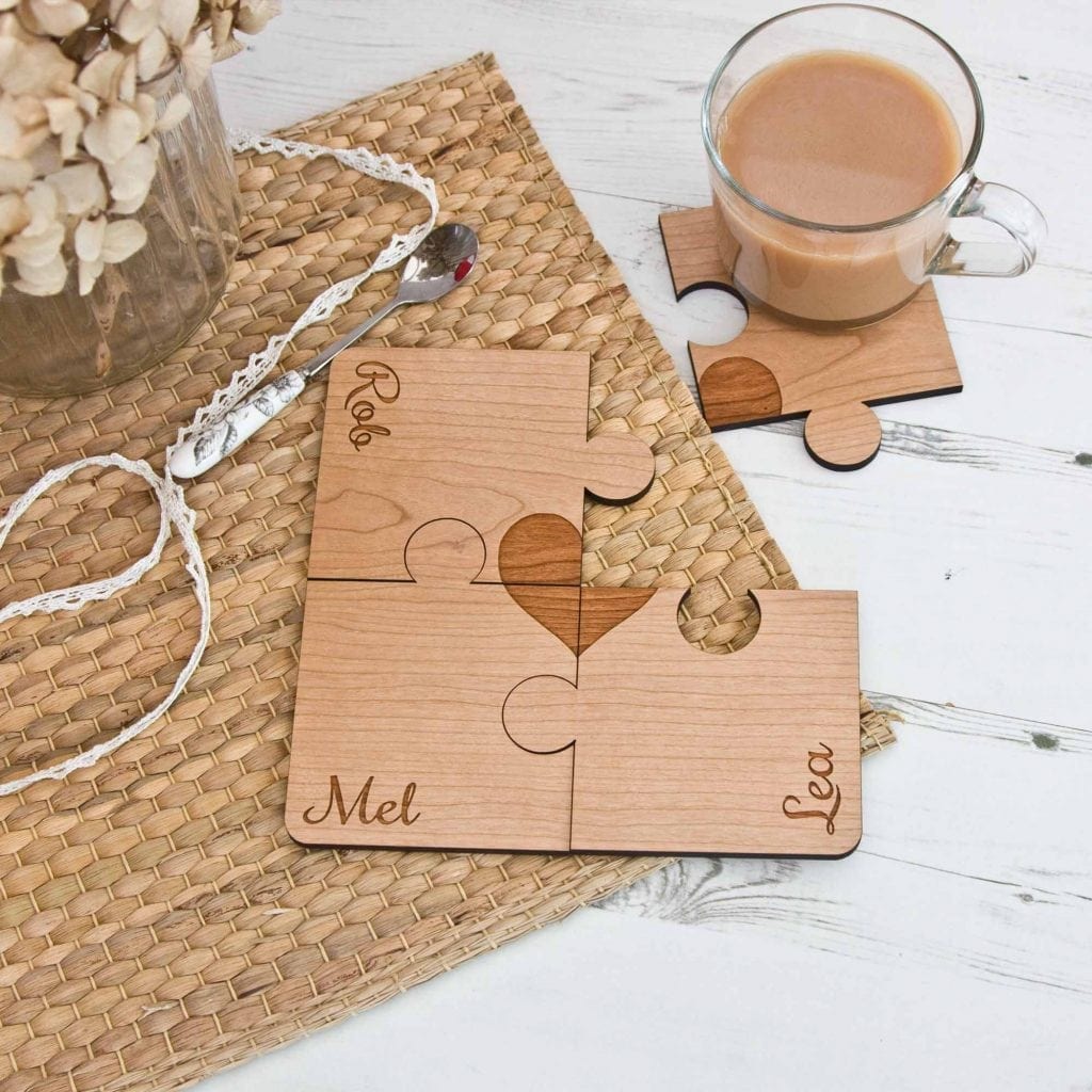 Personaised Jigsaw Coaster Set | The Laser Boutique
