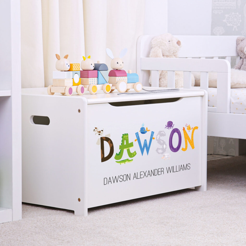 Personalised Toy Box Animal Alphabet Children's Storage Box | The Laser ...