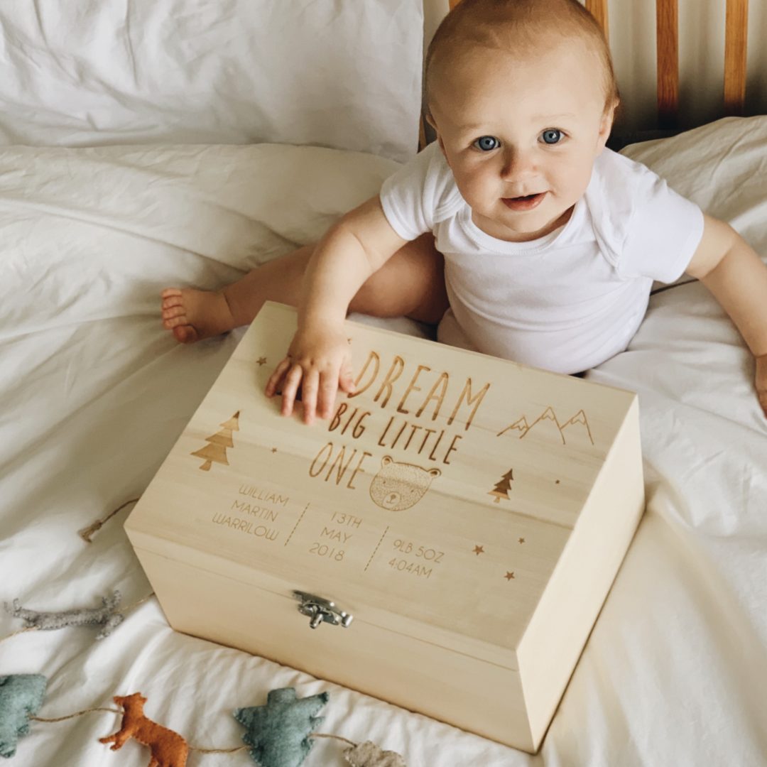 Personalised Dream Big Little One - Wooden Memory Box | The Laser Boutique
