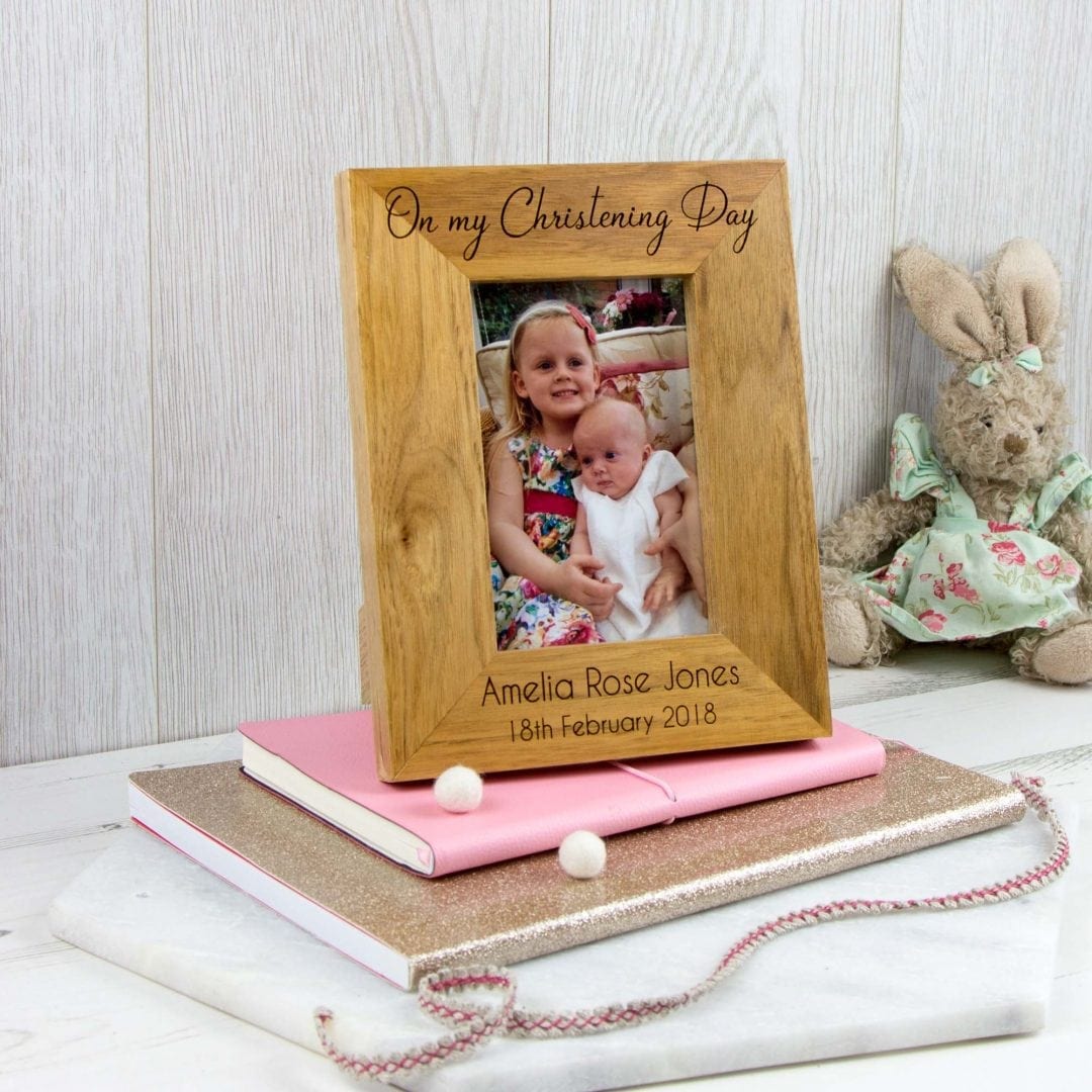 Personalised SOLID OAK 'Christening Frame' Picture Frame | The Laser ...