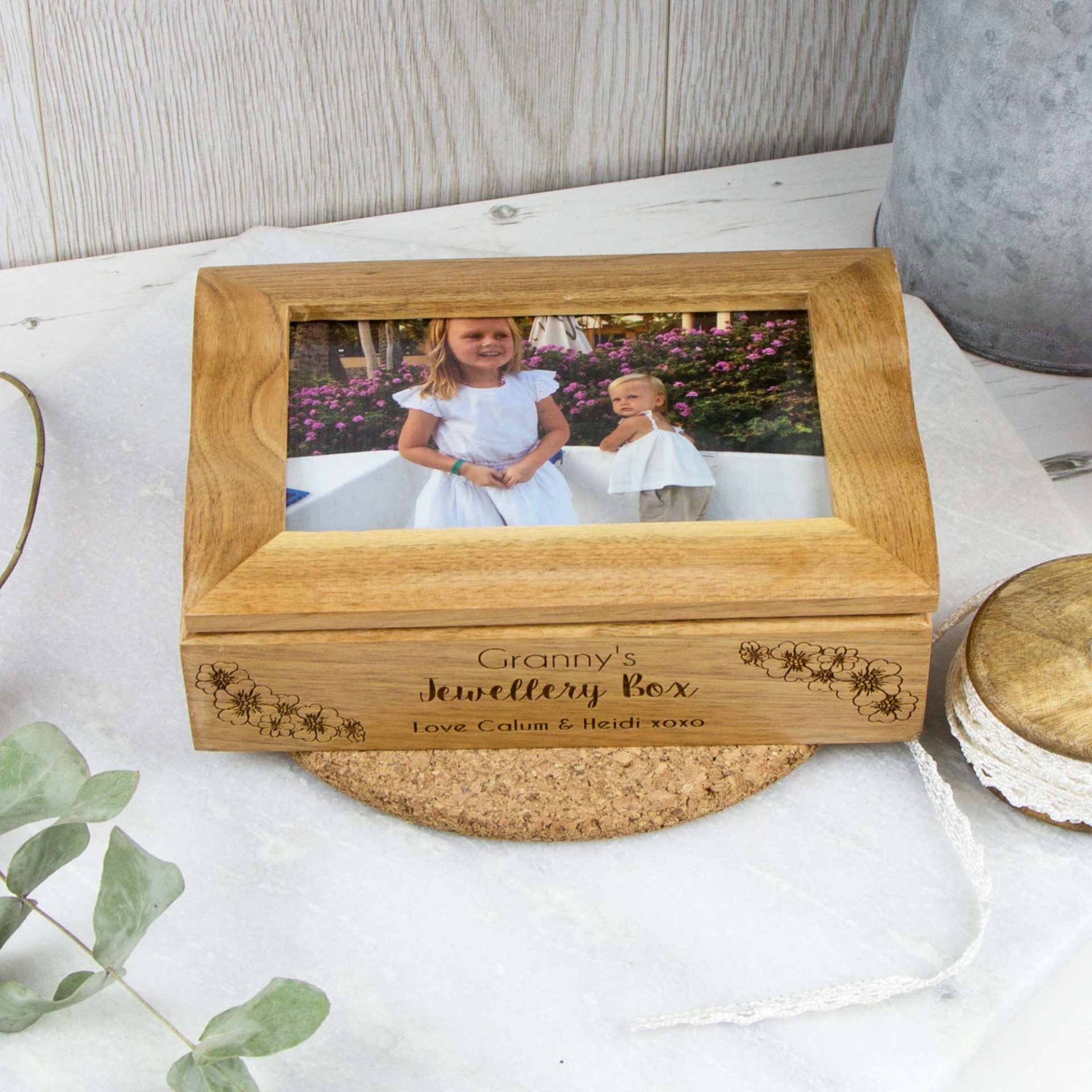 Solid Oak Trinket & Jewellery Photo Box - The Laser Boutique