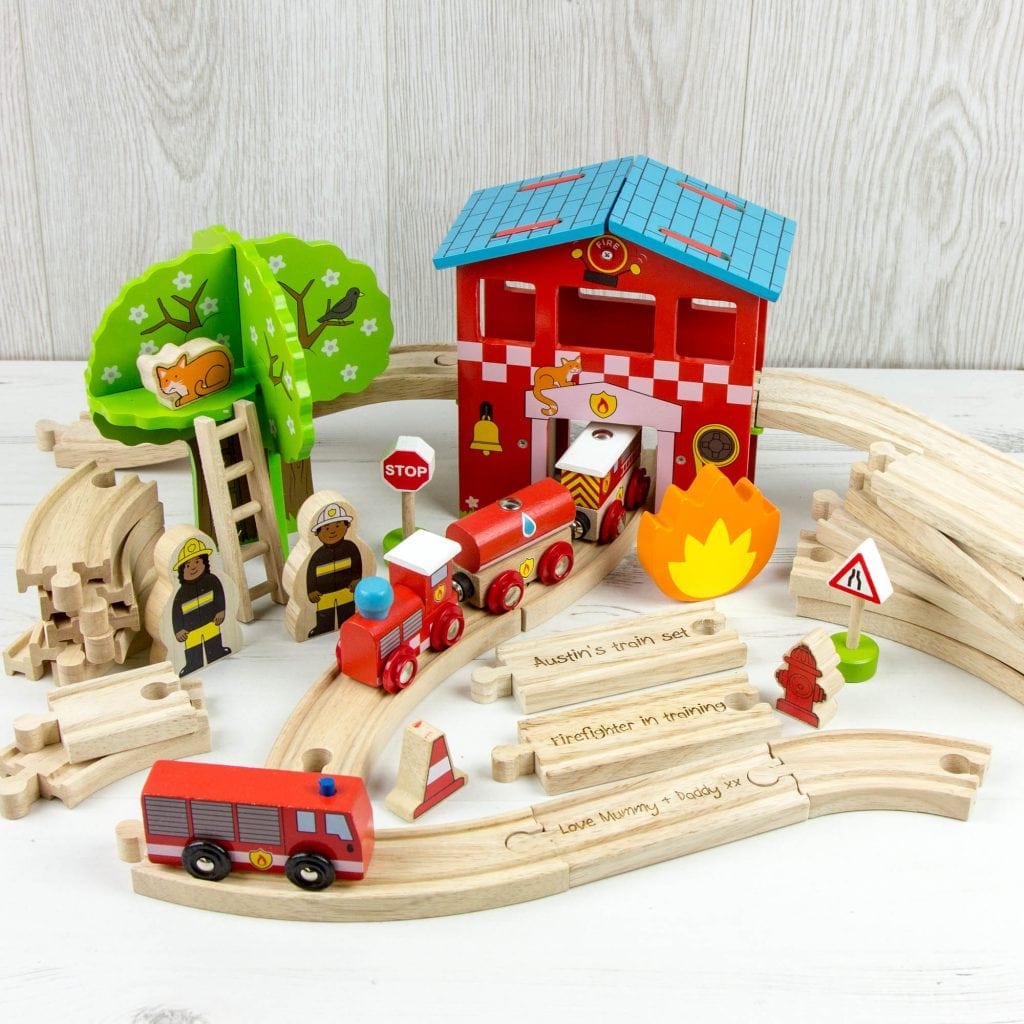 Personalised Fire Station Train Set | The Laser Boutique