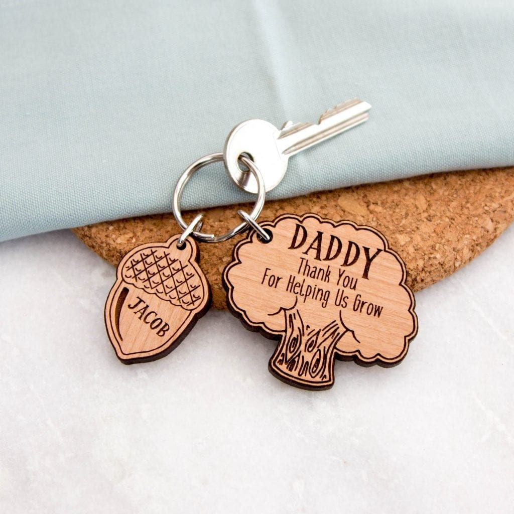 Personalised Oak Tree & Acorn Keyring | The Laser Boutique