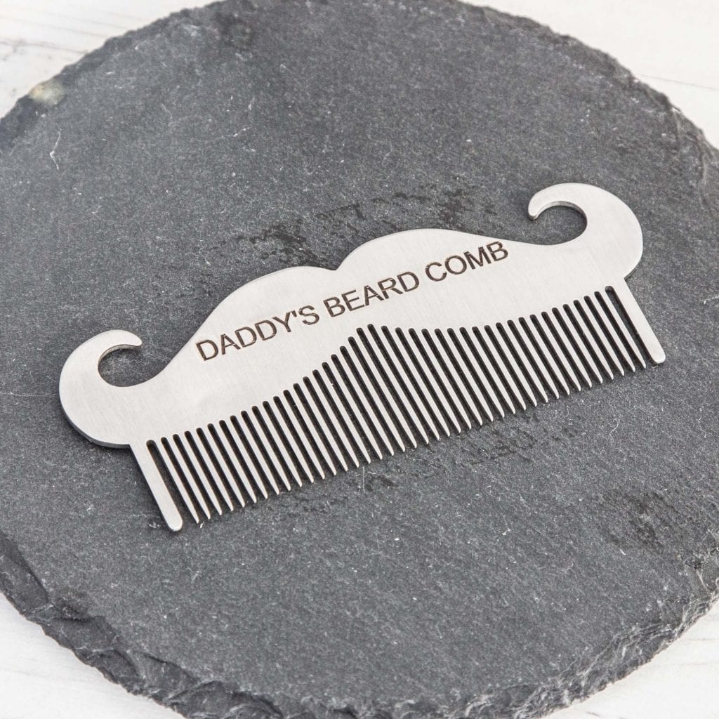 Personalised Beard Comb - Metal Moustache | The Laser Boutique
