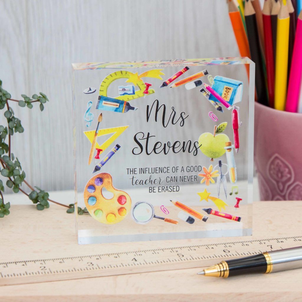 Personalised Teacher Acrylic Block Stationery Design | The Laser Boutique