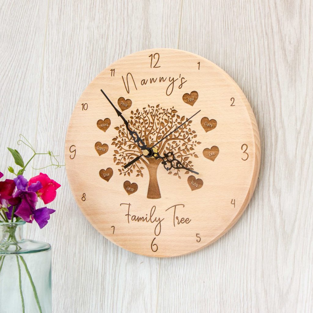 Personalised Family Tree Clock | The Laser Boutique