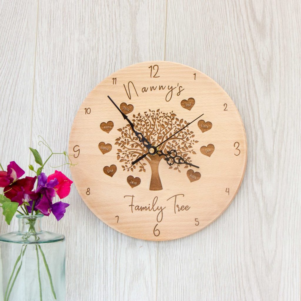 Personalised Family Tree Clock | The Laser Boutique