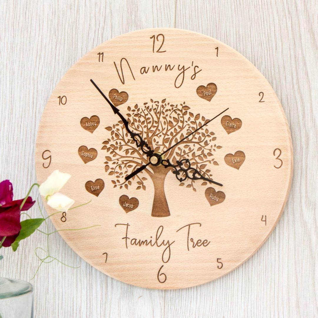 Personalised Family Tree Clock | The Laser Boutique