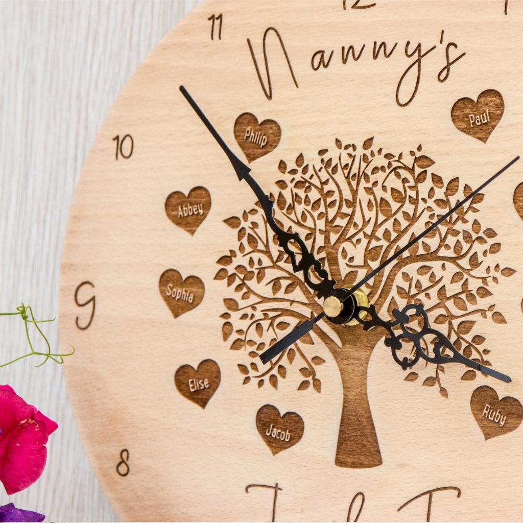 Personalised Family Tree Clock | The Laser Boutique