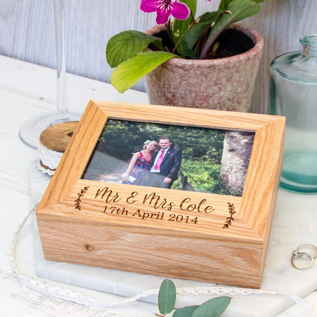 Personalised Solid Oak Wedding Photo Album Box | The Laser Boutique