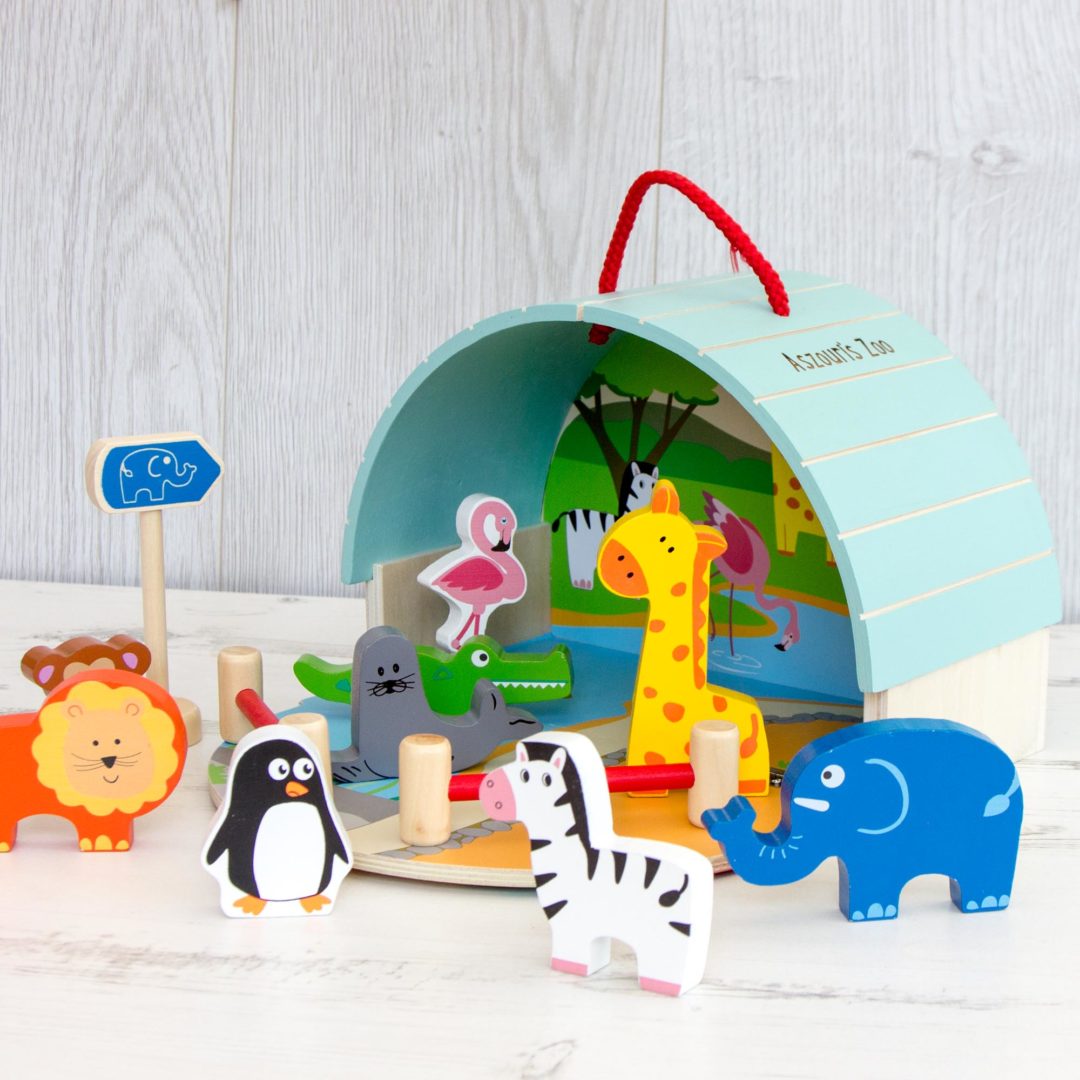 Personalised Zoo Play Set Wooden Toy | The Laser Boutique