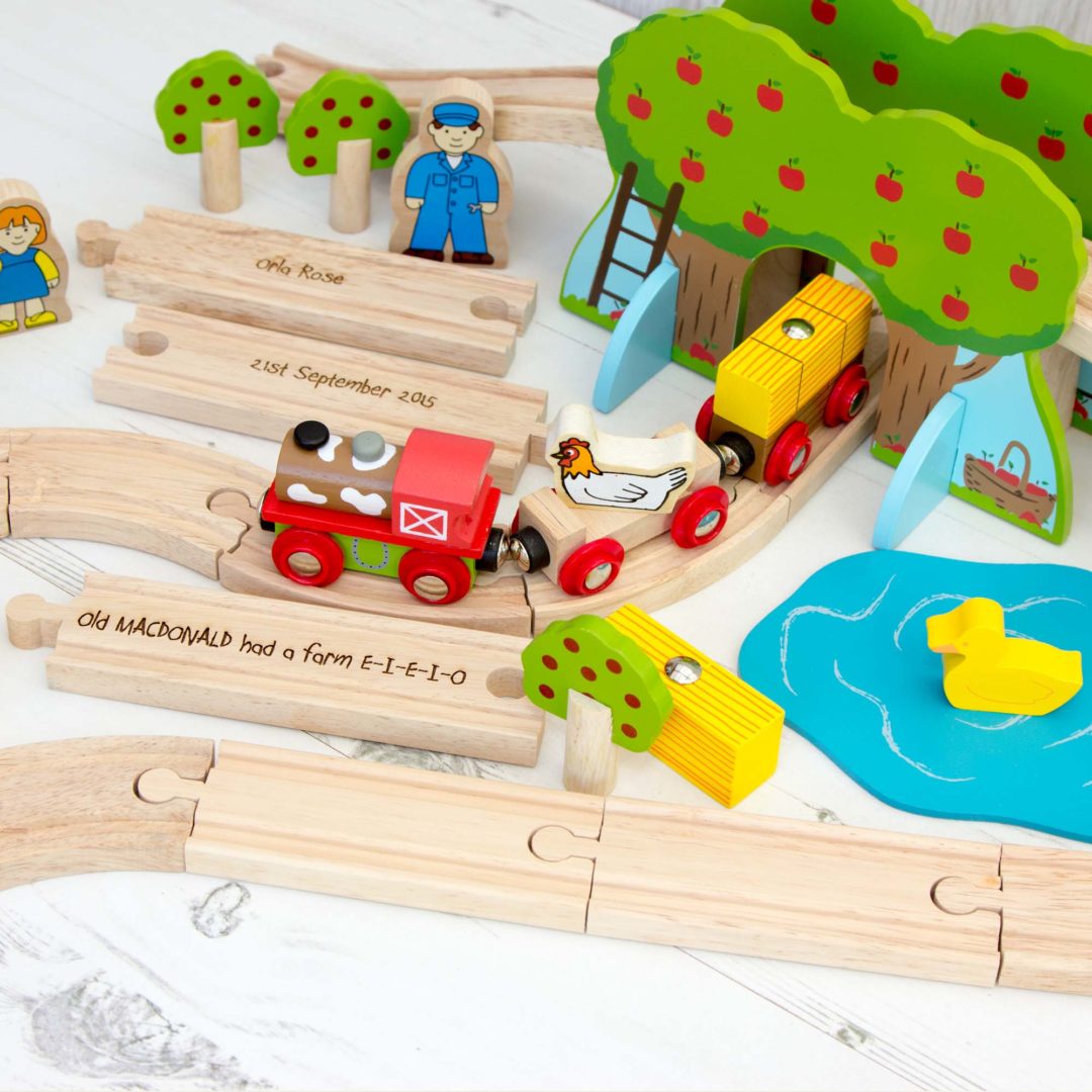 Personalised Farm Wooden Train Set | The Laser Boutique
