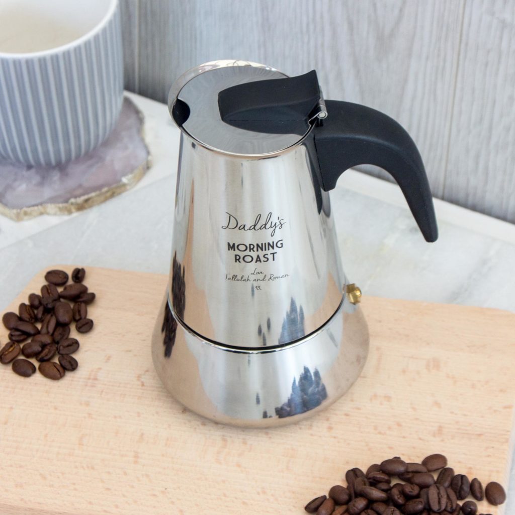 Personalised Stainless Steel Coffee Espresso Maker | The Laser Boutique
