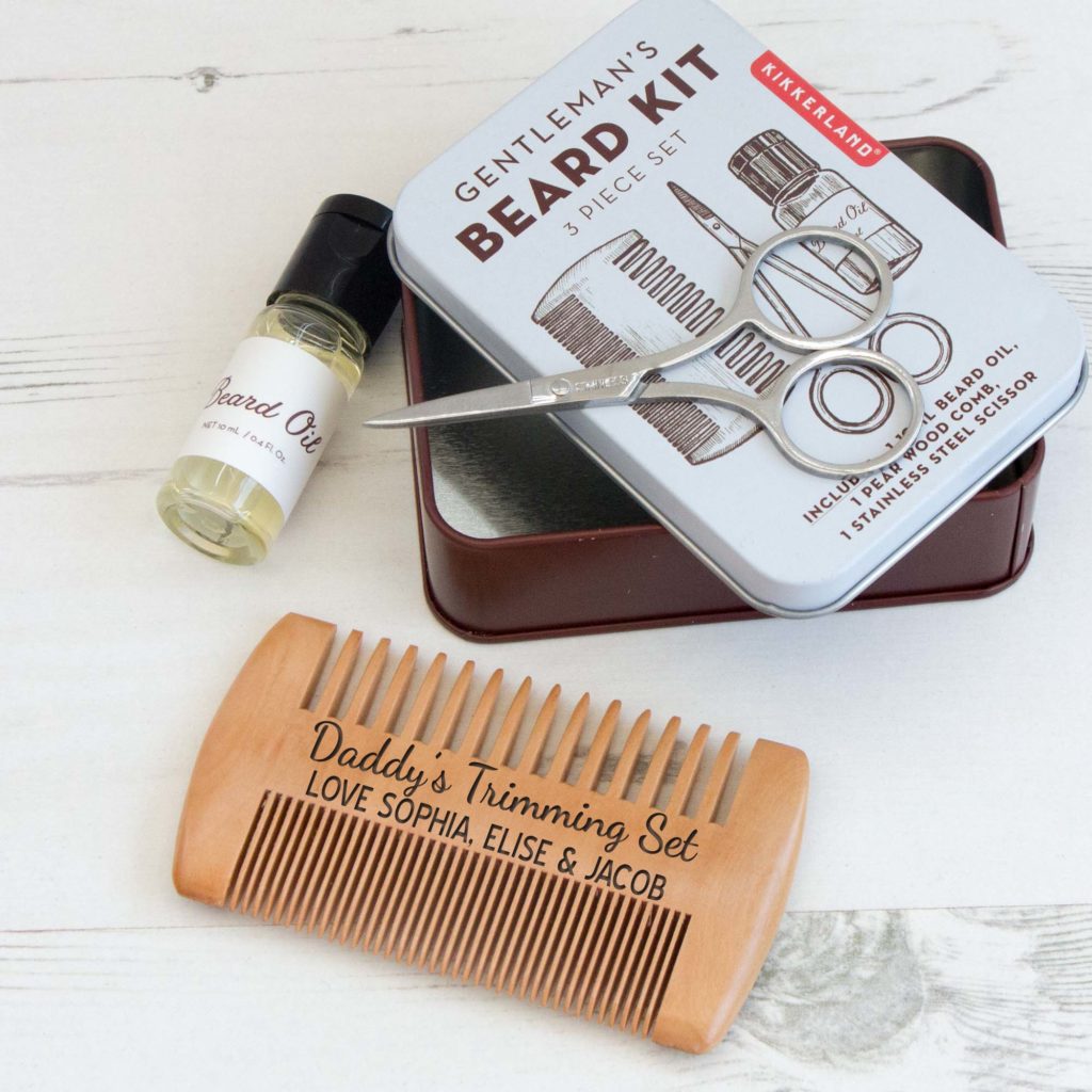 Personalised Mini Beard Trimming & Grooming Set With Oil | The Laser ...