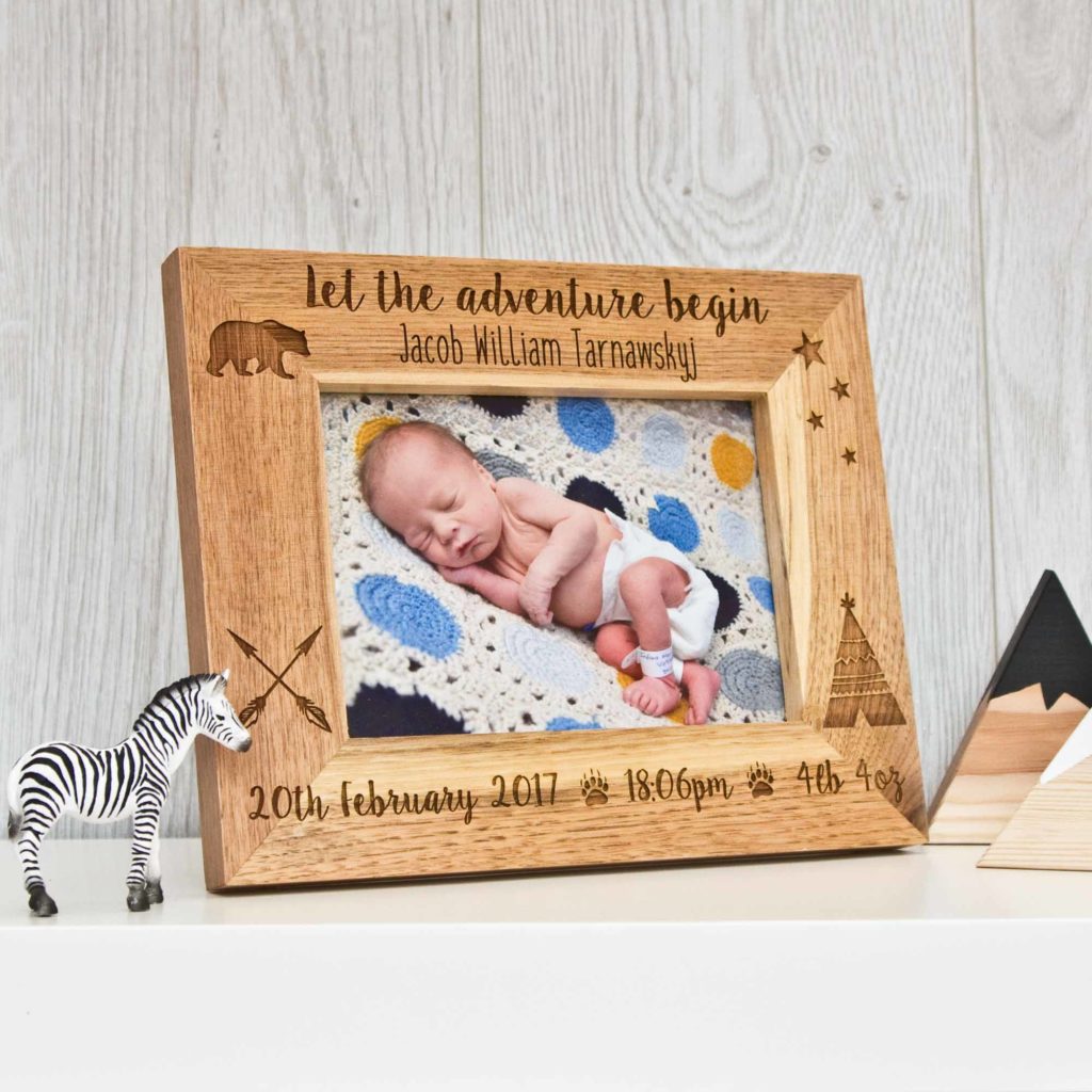 Personalised SOLID OAK 'Baby Adventure Frame' Picture Frame | The Laser ...