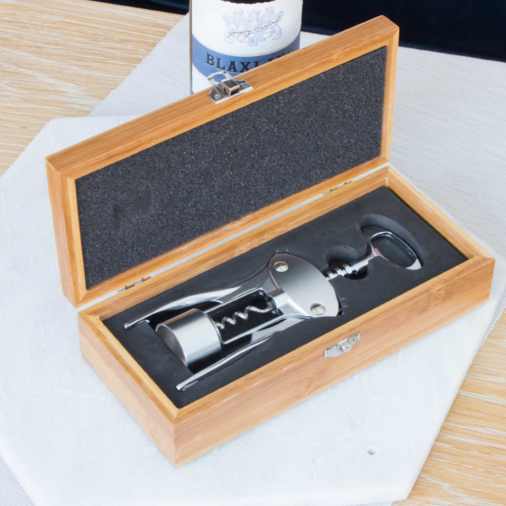 Personalised Corkscrew In Bamboo Presentation Box | The Laser Boutique