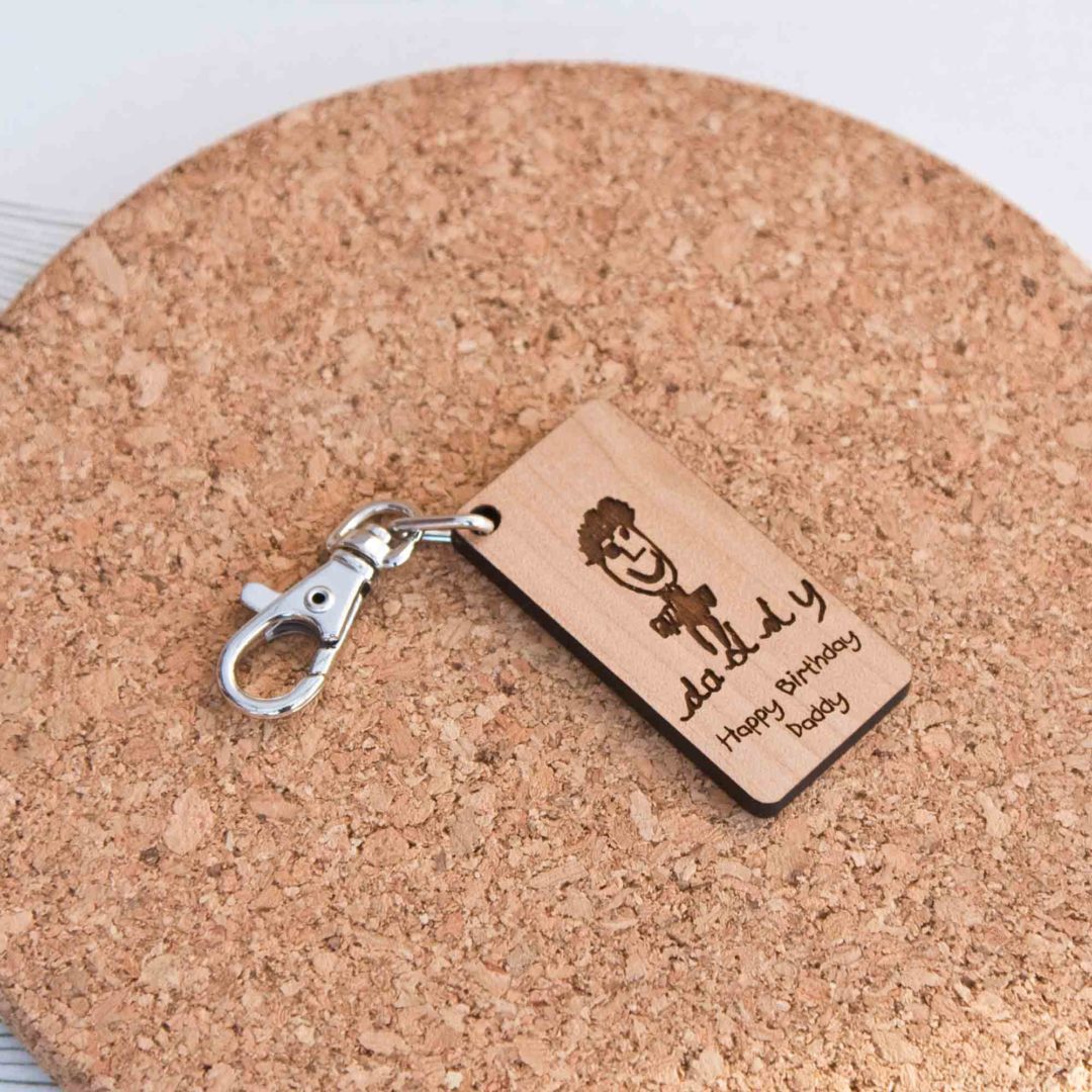 Personalised Drawing & Autograph Keyring Rectangle | The Laser Boutique