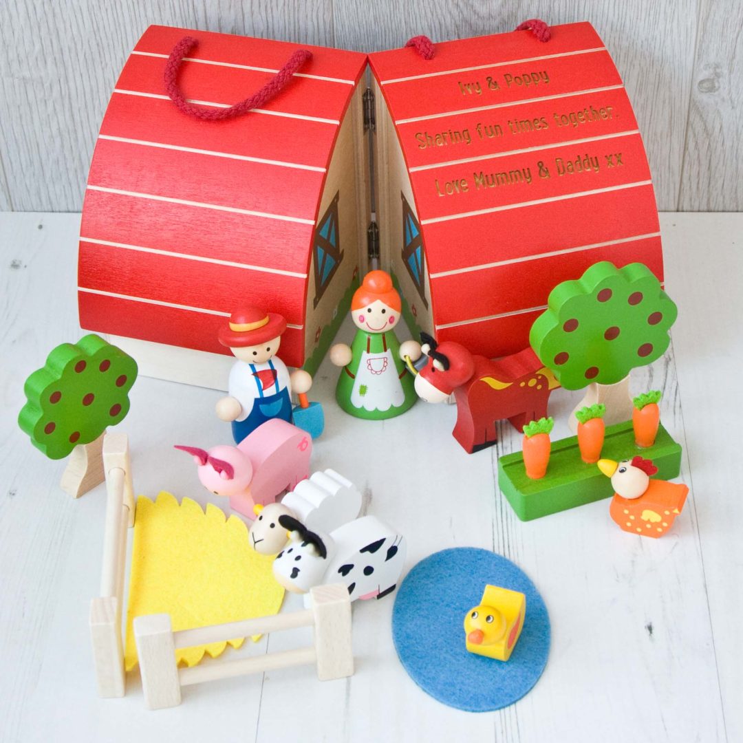 Personalised Farm House Play Set Wooden Toy | The Laser Boutique