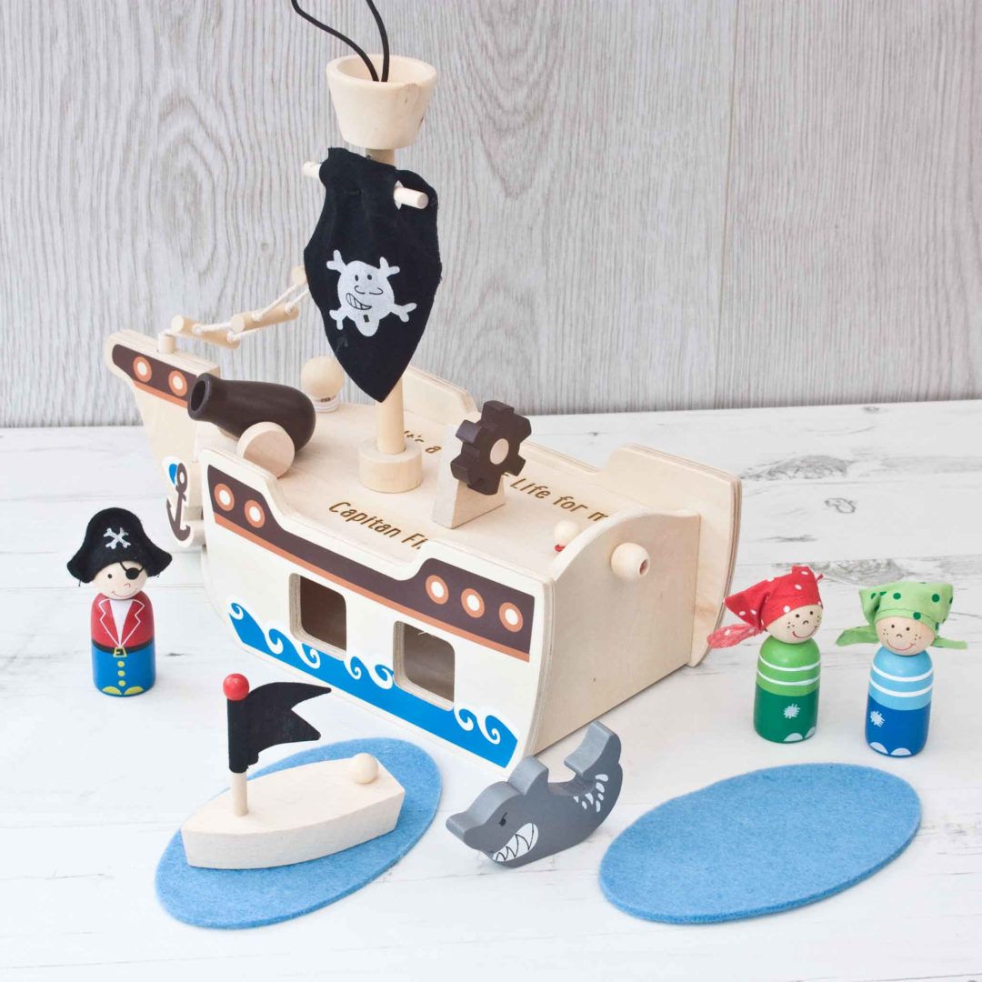Personalised Pirate Ship Play Set Wooden Toy | The Laser Boutique