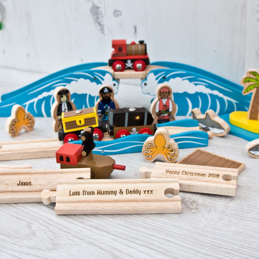 Personalised Pirate Wooden Train Set | The Laser Boutique