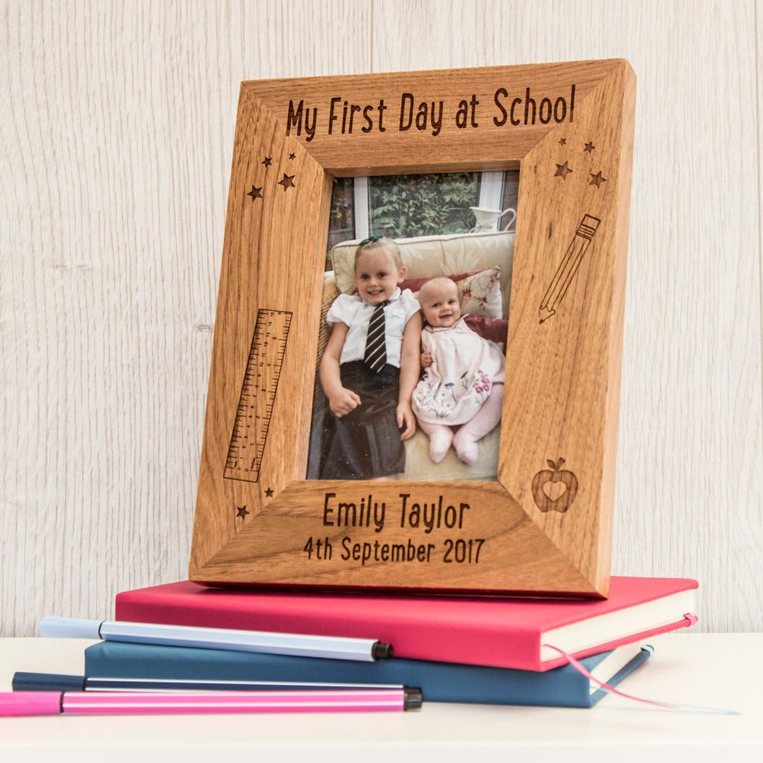 Personalised SOLID OAK 'Back To School' Picture Frame | The Laser Boutique