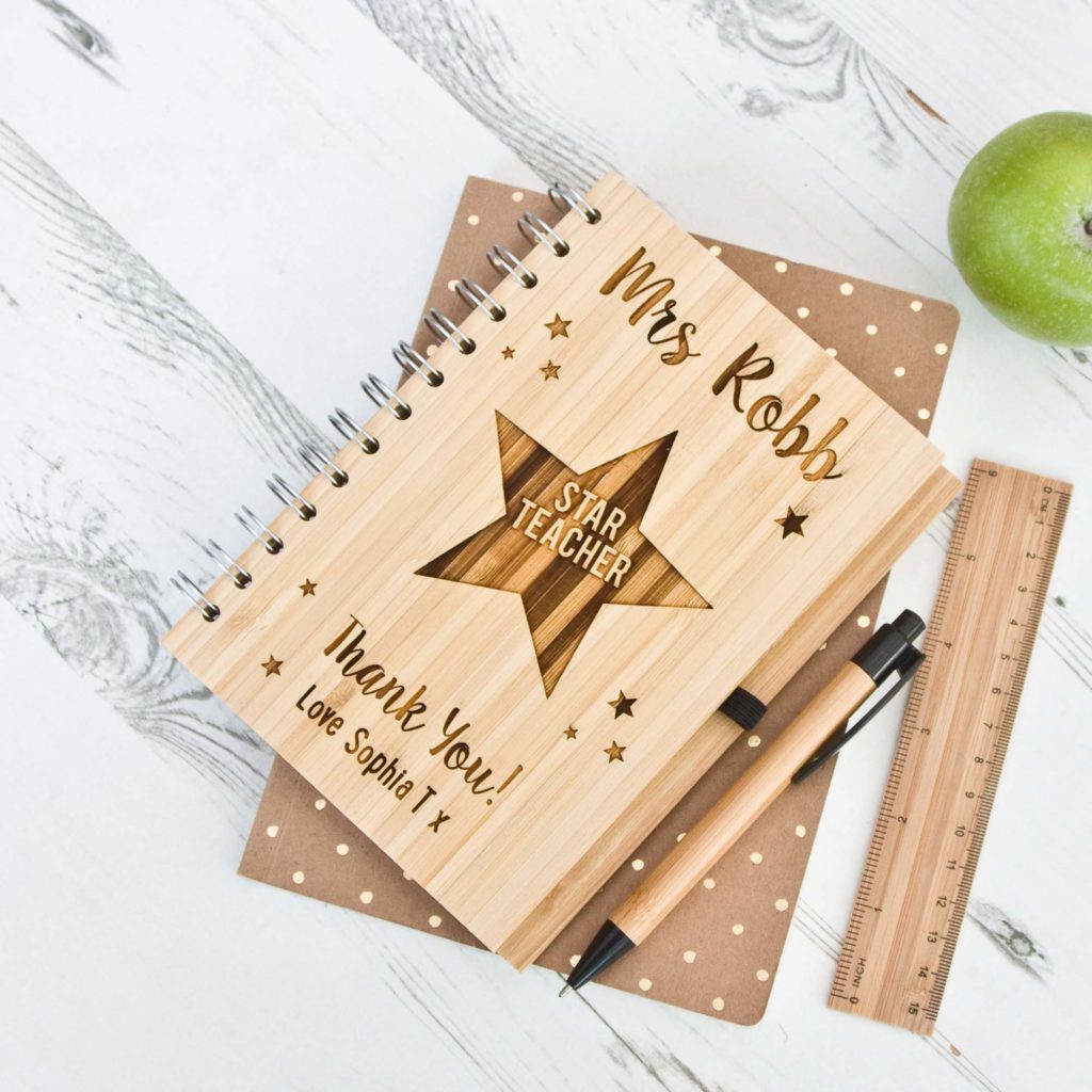 Personalised Wooden Teacher Notebook Set | The Laser Boutique