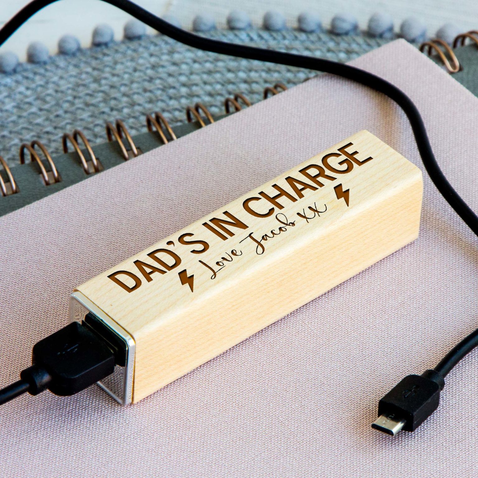 Personalised Wooden Power Bank | The Laser Boutique