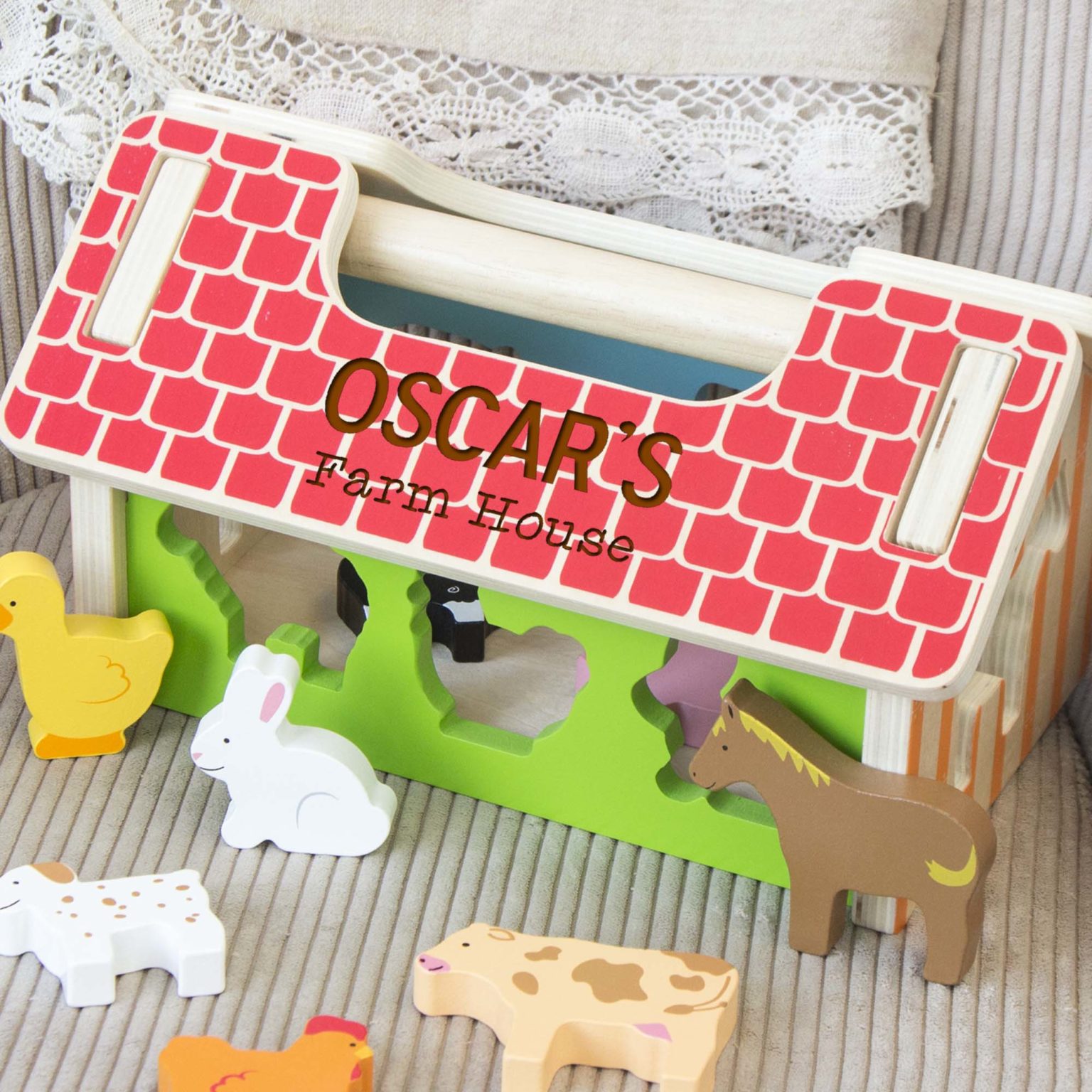 Personalised Farm House Shape Sorter | The Laser Boutique