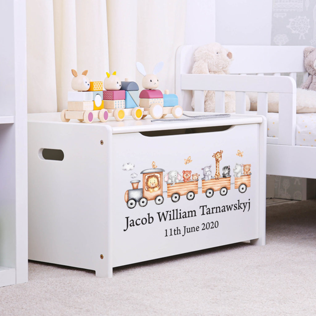 Personalised Toy Box Brown Train Children's Storage Box | The Laser ...