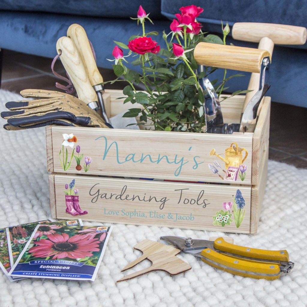 Personalised Wooden Floral Garden Crate | The Laser Boutique