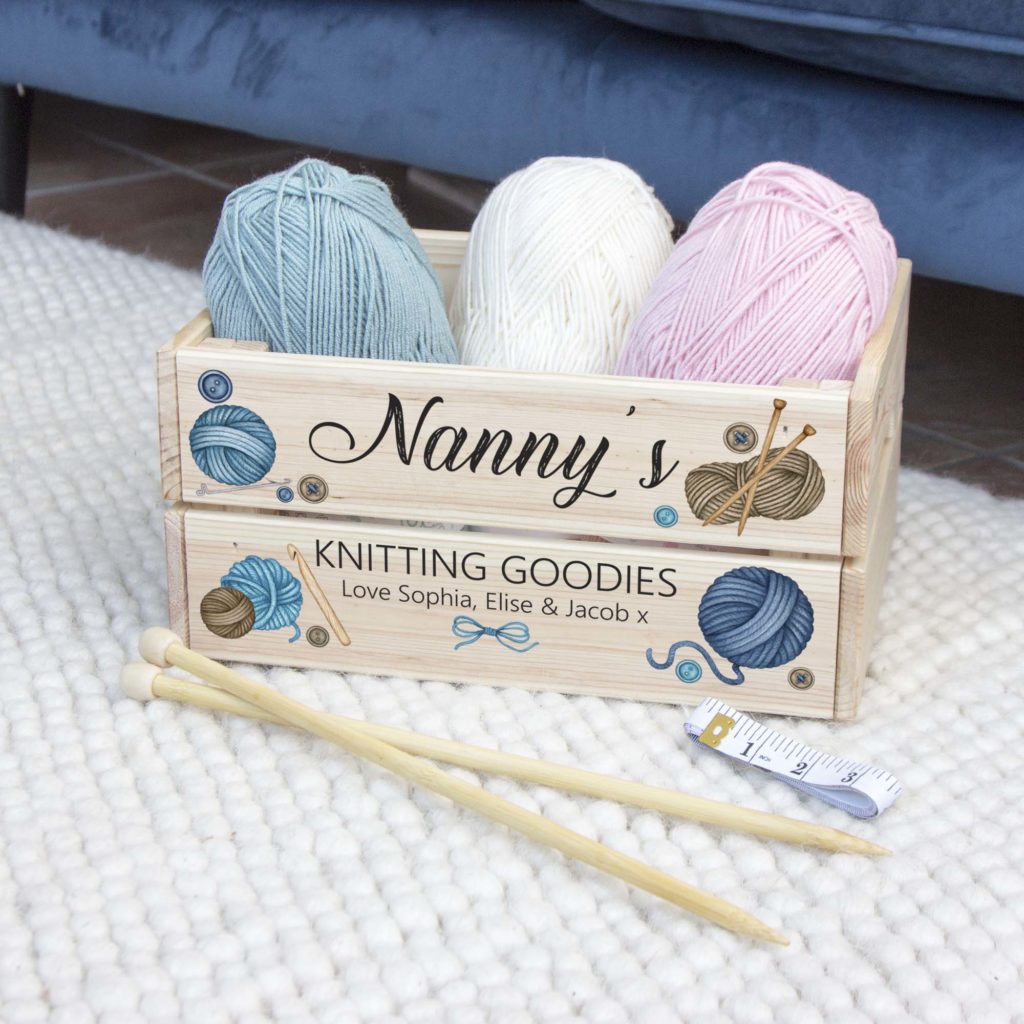 Personalised Wooden Knitting Crate | The Laser Boutique