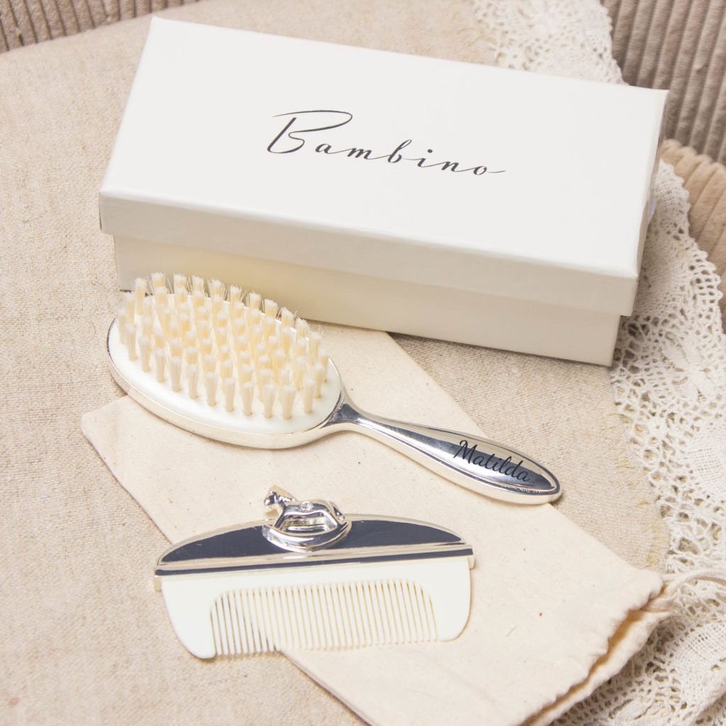 Personalised Baby Hair Brush & Comb Silver Plated Gift Set | The Laser ...