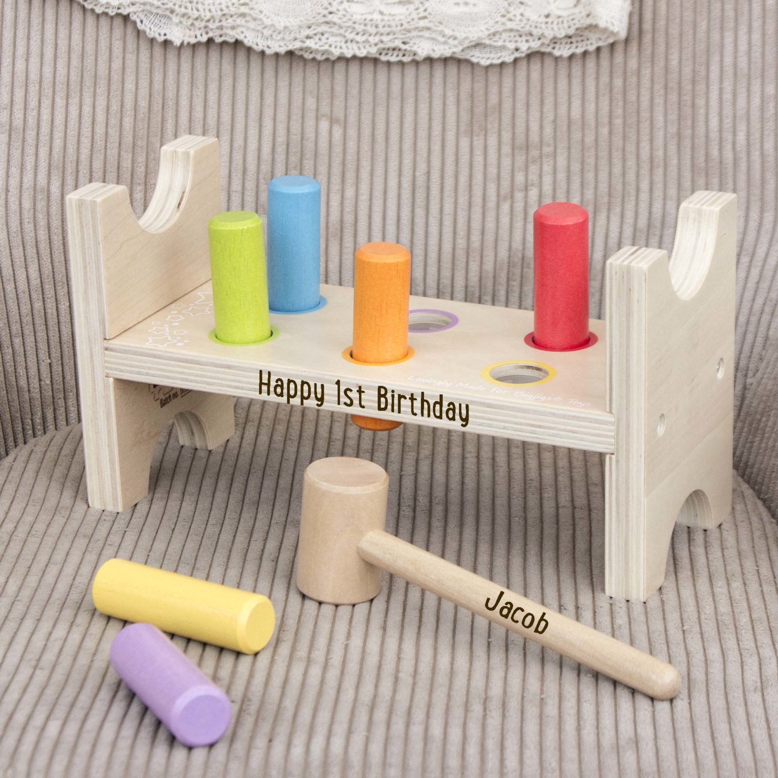Personalised Hammer Hitting Wooden Toy | The Laser Boutique