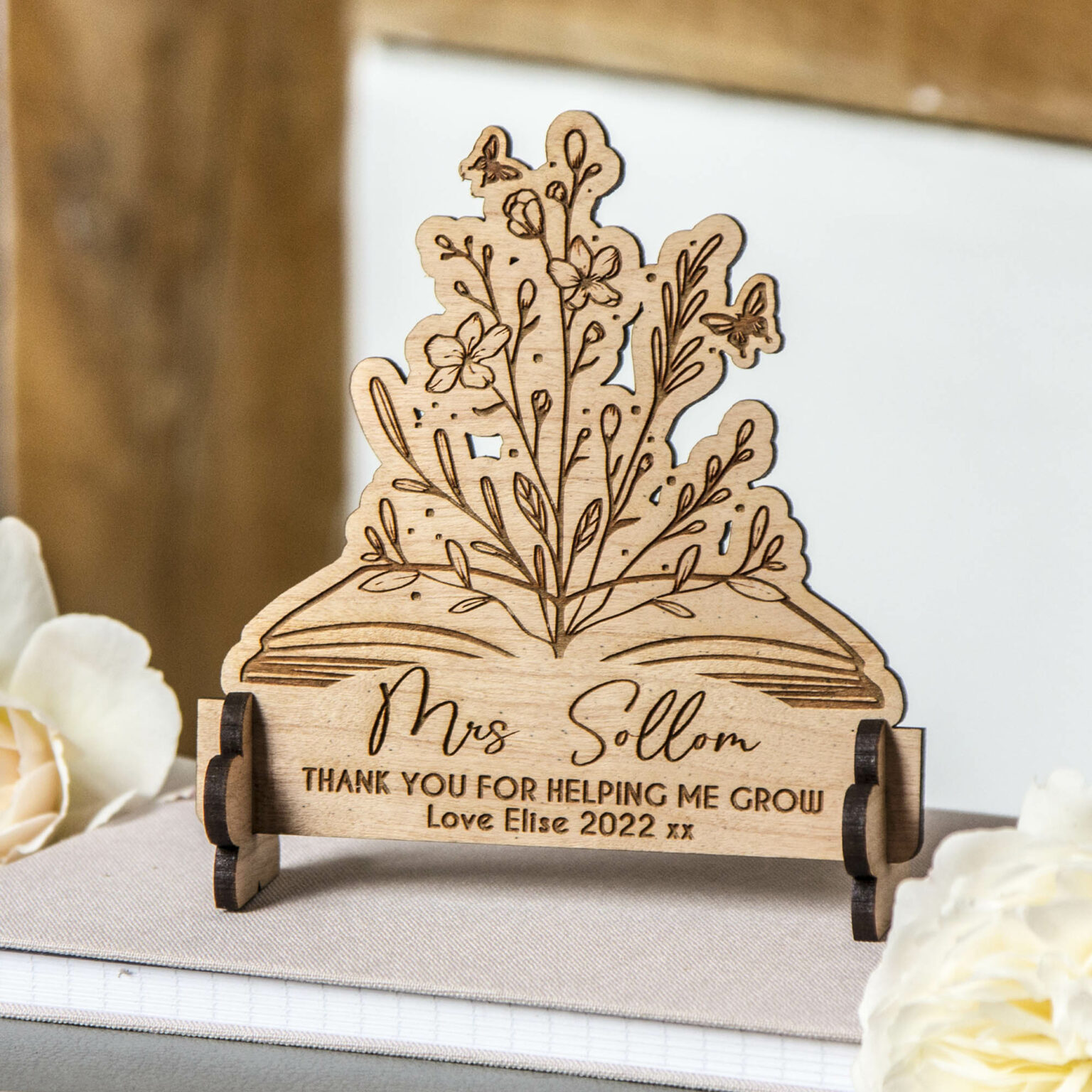 Personalised Floral Teacher Book - Wooden Freestanding Plaque | The ...