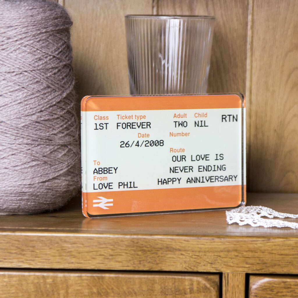 Personalised Freestanding Train Ticket Block | The Laser Boutique
