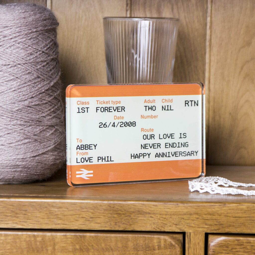 Personalised Freestanding Train Ticket Block | The Laser Boutique