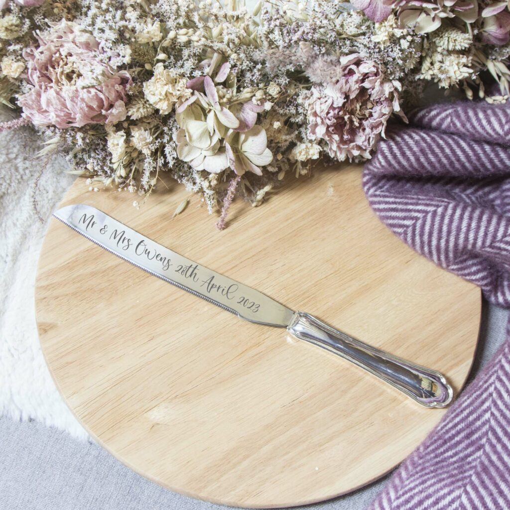 Personalised Silver Plated Wedding Cake Knife | The Laser Boutique