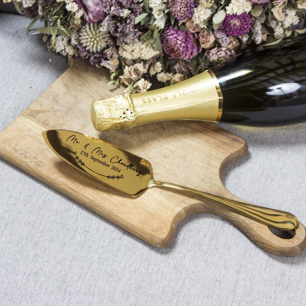 Personalised Gold Plated Wedding Cake Slice | The Laser Boutique