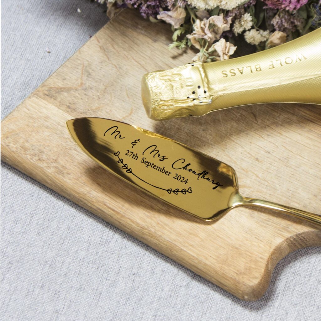 Personalised Gold Plated Wedding Cake Slice | The Laser Boutique