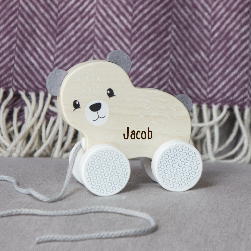 Personalised Pull Along Bear - Sustainable Wooden Toy | The Laser Boutique