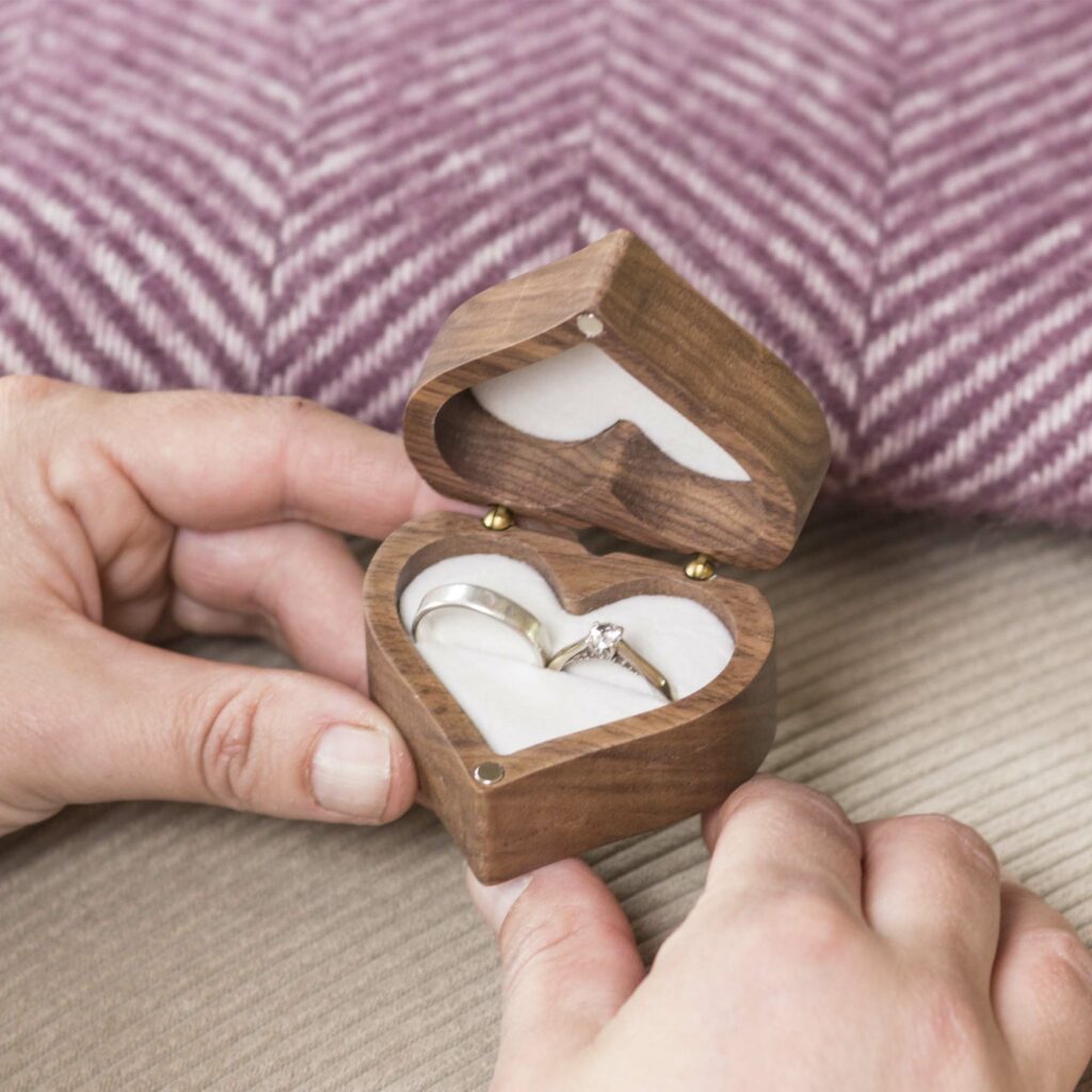 Personalised Walnut Heart Wedding Ring Box - Choice Of Designs | The ...