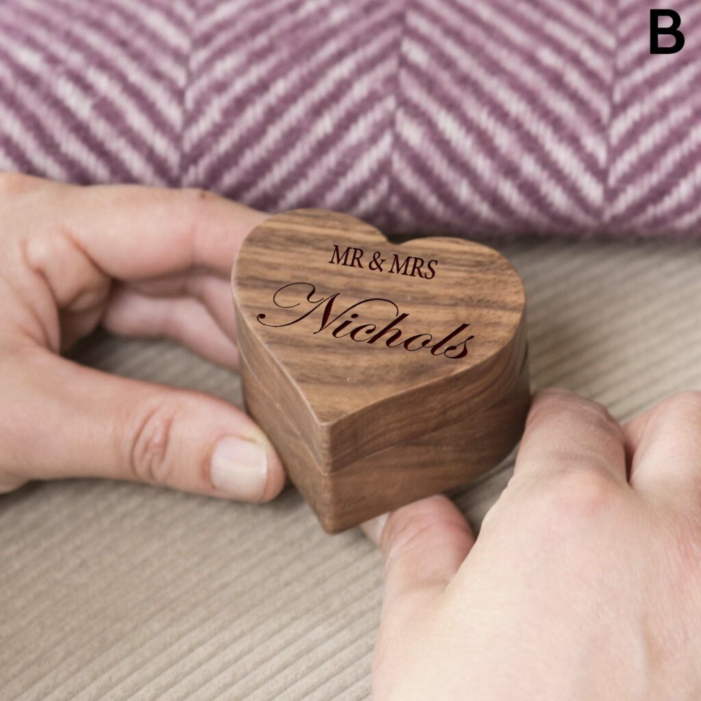 Personalised Walnut Heart Wedding Ring Box - Choice Of Designs | The ...