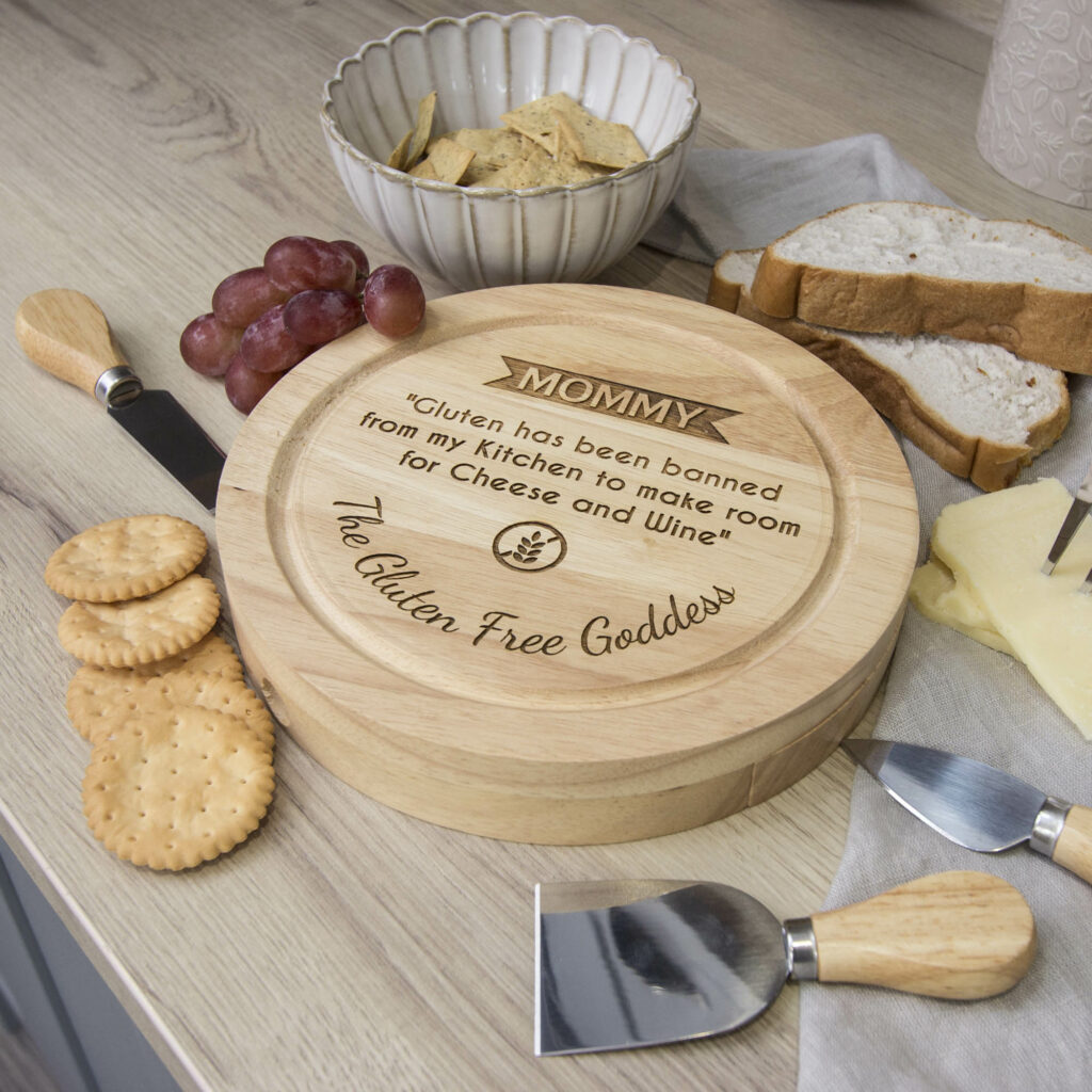 Personalised Gluten Free / Coeliac Wooden Cheese Board | The Laser Boutique