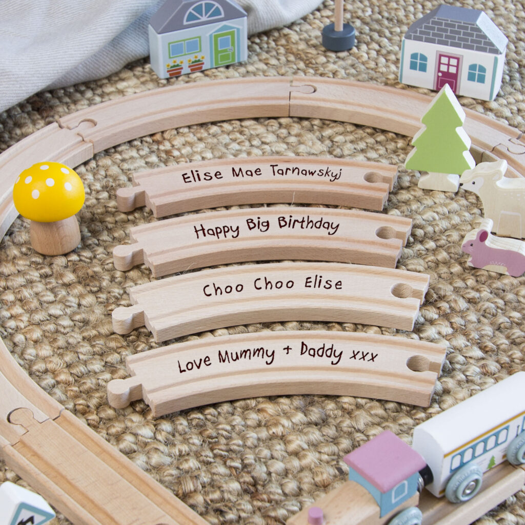 Personalised Sustainable Woodland Animal Train Set | The Laser Boutique