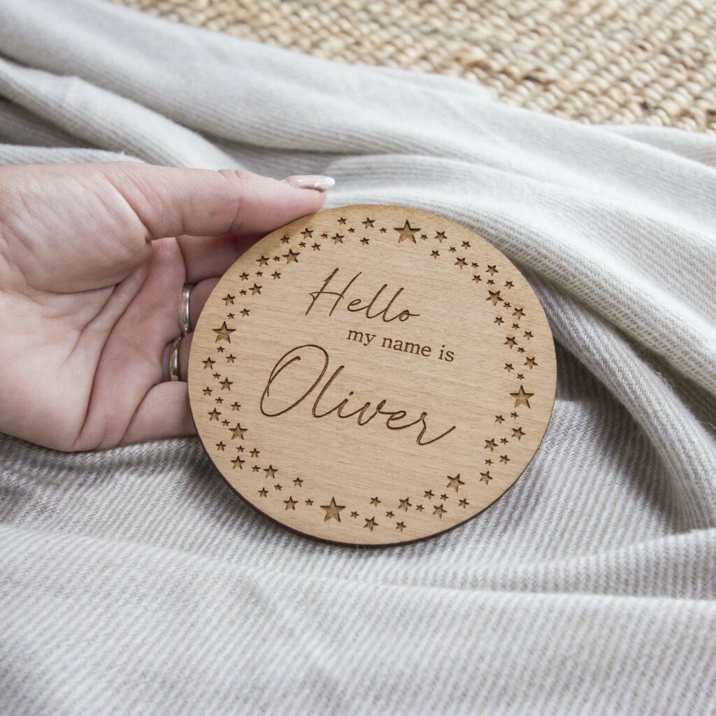 Personalised Star Baby Name Announcement Disc | The Laser Boutique