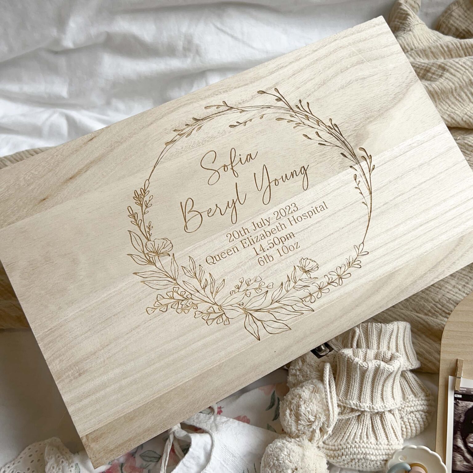 Personalised Wooden Memory Baby Box Icons | The Laser Boutique