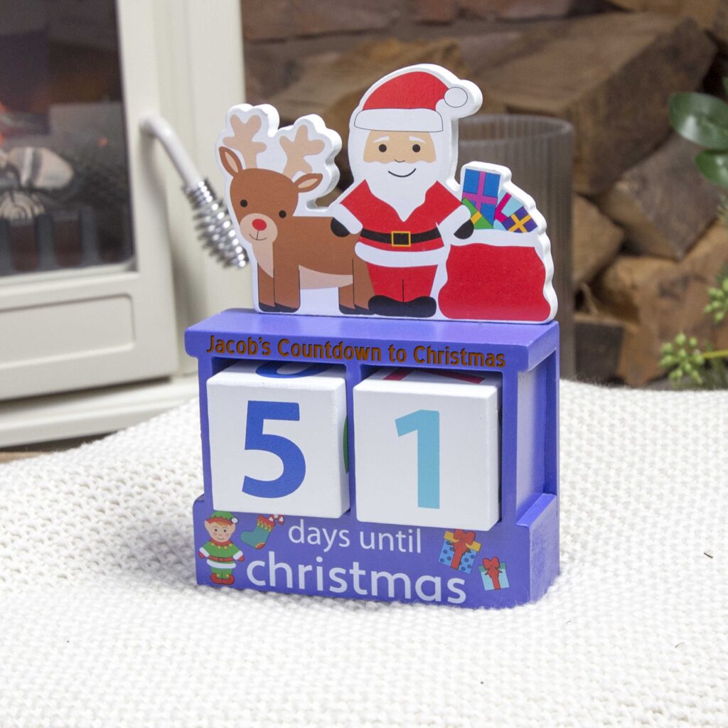 Personalised Santa Countdown To Christmas Wooden Blocks | The Laser ...